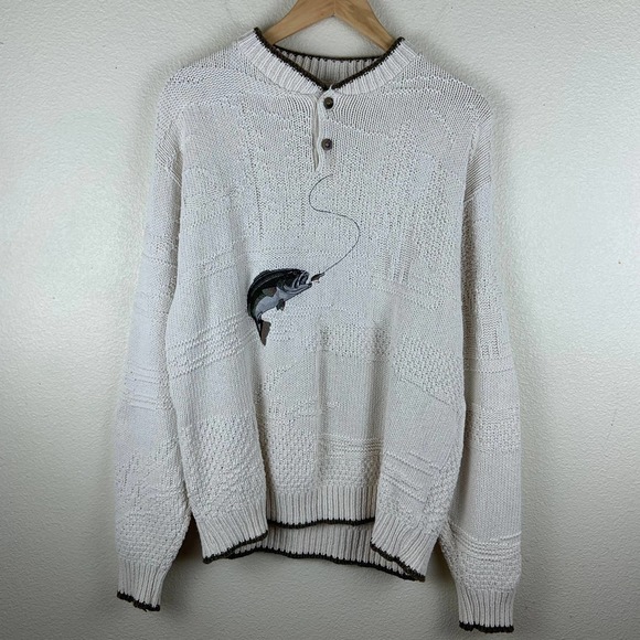 Vintage | Sweaters | Vintage Carmel Fishing Knit Sweater | Poshmark